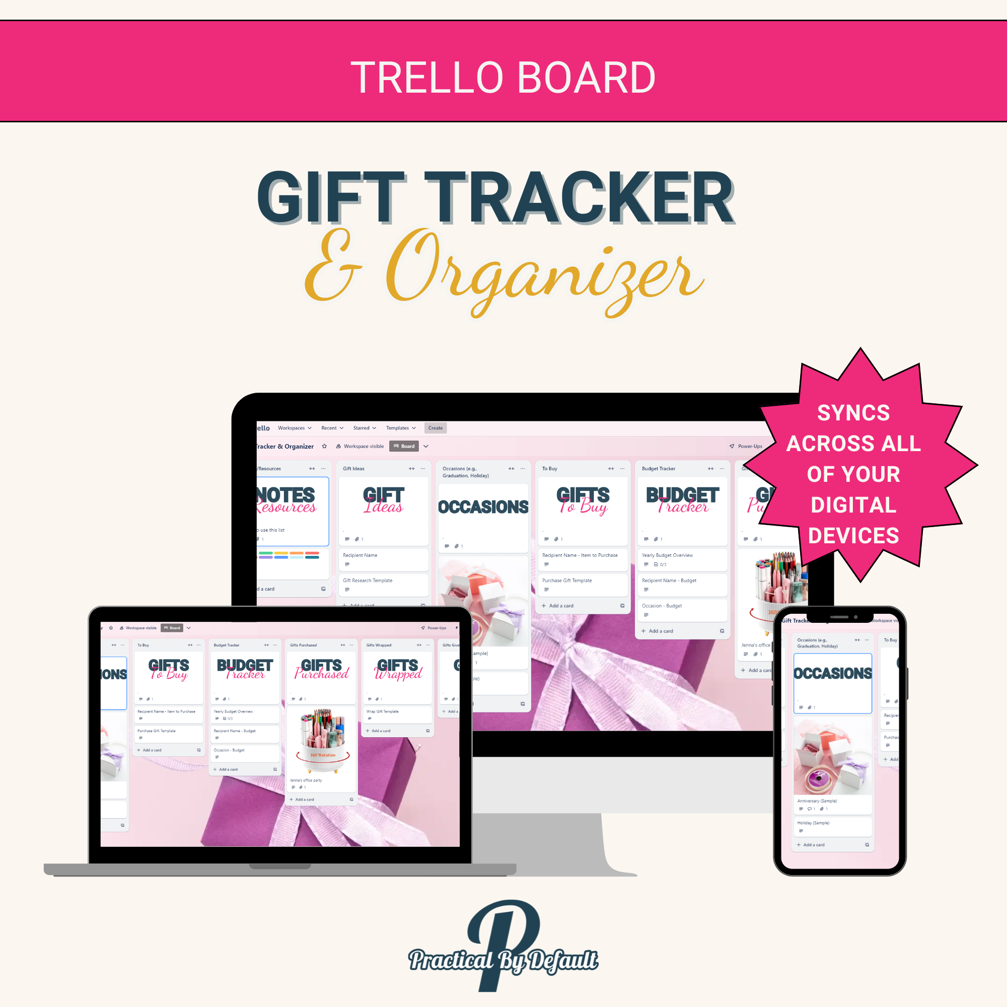 Gift Tracker & Organizer Trello Board - Practical by Default Shop